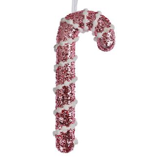 Clayre & Eef Weihnachtsanh&auml;nger Zuckerstange 17 cm Rosa Kunststoff