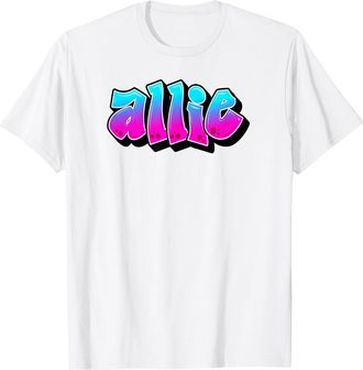 BDAZ Allie Graffiti Personalisierter Name Blau Rosa Frauen M&auml;dchen T-Shirt