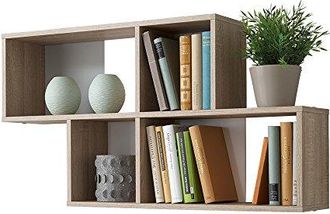 FMD M&ouml;bel FMD Moebel 270-001 Nora Etag&egrave;re Murale avec 4 Compartiments Bois Ch&ecirc;ne/Blanc 100 x 19,5 x 53 cm