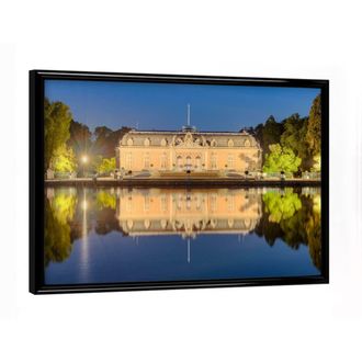 artboxONE Poster mit schwarzem Rahmen 18x13 cm St&auml;dte Schloss Benrath - Bild d&uuml;sseldorf beleuchtet benrath