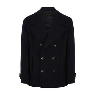 Balmain Doppelreihiger Woll-Peacoat - - Coats - Herren - Blau - M