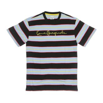 Karl Kani Tee-shirt &agrave; Rayures Homme Bleu/Noir/Jaune - Homme - Tops - Multicolore - Taille: XL