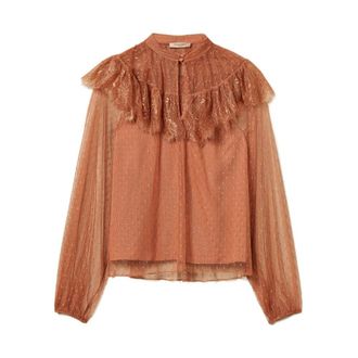 Twinset Plumetis T&uuml;ll Bluse - - Blouses & Shirts - Damen - Rosa - XS