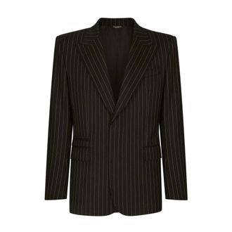 Dolce & Gabbana Homme, Vestes, Noir, Taille: XL Veste &agrave; rayures &agrave; un bouton