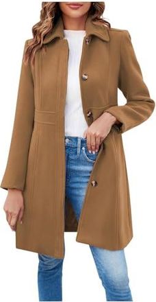 TOMWELL Femme Manteaux Chaud Slim Veste Casual Vintage Jacket Cardigan Overcoat Manches Longues Outwear A Marron S