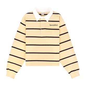Sporty & Rich Femme, Tops, Beige, Taille: 38 FR Polo Rugby Logo Serif