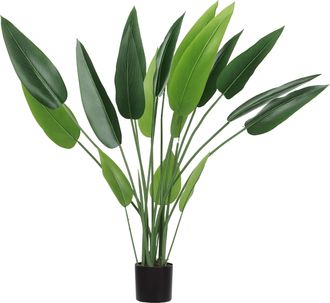 HOMCOM Künstliche Paradiesvogel groß 110 cm Kunstpflanze, Plastik Künstliche Pflanzen Paradiesvogel wie echt, Kunstbaum im Topf mit Kunstgras, Kunstmoos für 