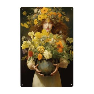 Generic Das M&auml;dchen Und Sein Fr&uuml;hling Dekoschild Vintage Blechschild Retro Zinnschild F&uuml;r Badezimmer Bar Garten 20X30Cm