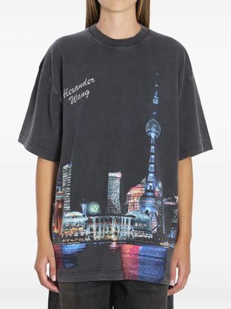 Alexander Wang t-shirt à ornements strassés - Gris