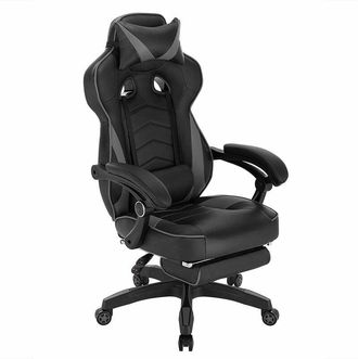 Woltu Woltu - Racing chaise Chaise de Gaming, Fauteuil de bureau avec appuie-tête et coussin lombaire, Siège en Similicuir, Noir+Gris