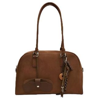Generic Sac &agrave; bandouli&egrave;re en daim pour femme - Grand sac fourre-tout en daim synth&eacute;tique avec pendentif, sac &agrave; main Hobo doux pour le travail, le shopping, le