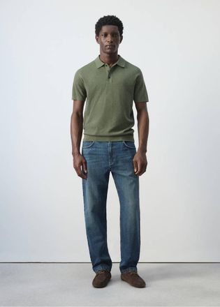 Mango Pull en maille fine microstructure vert for&ecirc;t - Homme - XXL - MANGO MAN