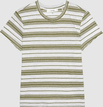 Frame Denim Tee-Shirt The Linen Striped Baby Military Multi
