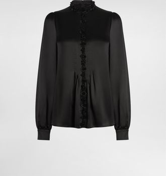 Dolce & Gabbana Oberteil Aus Seidensatin - Frau Blusen Und Tops Schwarz Seide 52