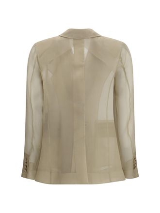 Max Mara Womens Jacket Slogan Silk Organza Sand