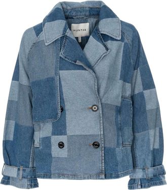 Munthe Femme, Vestes, Bleu, Taille: 38 FR Patchwork Denim Jacket