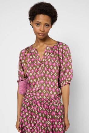 Gerard Darel Blouse imprim&eacute;e en soie - USNA - Bronze