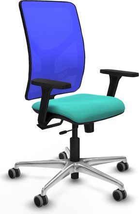 Piqueras y Crespo Stuhl mit verstellbarer Lendenwirbelst&uuml;tze, mit 3D-Armlehnen, ausgestattet mit Syncro/Traslack und Schneideschaum, 65 mm Rollen, Parkett, Blau/T&uuml;rkis