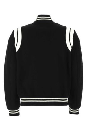 Saint Laurent Mens Black Wool Blend Bomber Jacket 1070 Mix Giubbini
