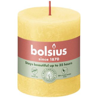 Bolsius Bolsius Rustikale Kerze 80/68 Gelb, Unparfümiert