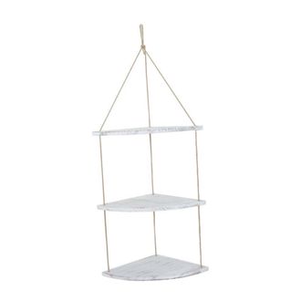 Angoily F&auml;cherf&ouml;rmiges Eckregal Holz Wanddeko 3-lagig Mit Hanfseil F&uuml;r Wohnzimmer K&uuml;che Schlafzimmer Wandanbringung