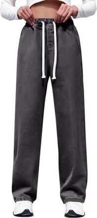 Generic Jeans Femme Large Taille Haute Denim Pantalon &Eacute;lastique Confortable Jeans Casual Push Up Pantalon avec Poches Mode Style Baggy Confortable pour Bureau