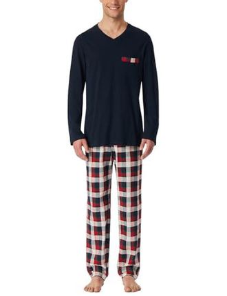Schiesser Herren Schlafanzug Lang-Nightwear Set Ensemble de Pijama, Bleu Nuit 183166, 56 Hommes