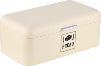 Relaxdays Brotkasten, Brotbox mit Deckel & Griff, HBT: 17x42x24 cm, Brot aufbewahren, Brotkiste Retro, Metall, beige