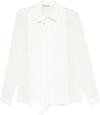 Elie Saab chemise à effet plissé - Blanc