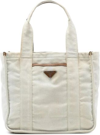 Prada Shopper - Canvas Canapa Tote - Gr. unisize - in Wei&szlig; - f&uuml;r Damen