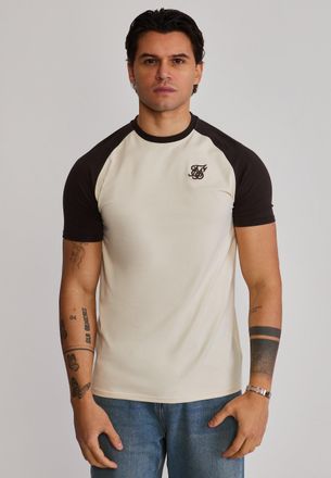 Siksilk Herren Ecru, Braun Raglan T-Shirt XXL