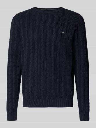 Fynch-Hatton Strickpullover mit Zopfmuster und Label-Stitching