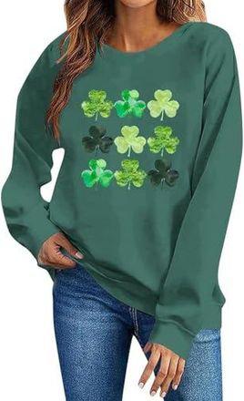 Generic Sweat-shirt &agrave; noeud pour femme - Chemise de la Saint-Patrick - Pull fantaisie amusant &agrave; manches longues - Col rond - Chemisier imprim&eacute; avec noeud - Tu