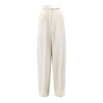 Max Mara Femme, Pantalons, Blanc, Taille: 36 FR Pleated Pantalons