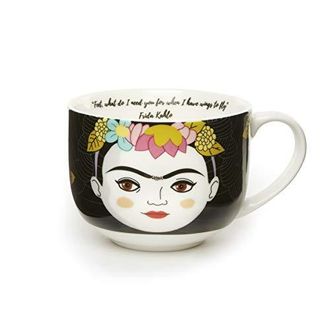 Kikkerland Mug Frida Kahlo Kikkerland C&eacute;ramique 355 ml Cylindrique Boisson Chaude R&eacute;utilisable Casual Art - Frida Kahlo Illustration Artistique, Citation Inspira