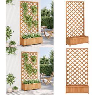 vidaXL Vidaxl - Jardini&egrave;re avec treillis marron bois massif de sapin - Jardinier - Pot De Fleurs - Plante Grimpante - Treillage - Bois Massif - Home & Living