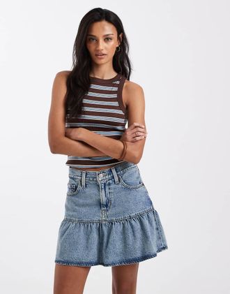 Levi's Mini-jupe en jean &agrave; volants - Bleu d&eacute;lav&eacute;