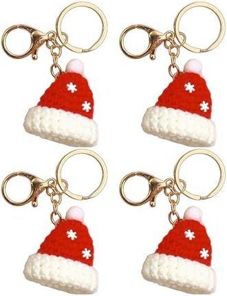 Generic Ensemble de porte-cl&eacute;s en tricot de No&euml;l - Mini fil artisanal festif avec sac de P&egrave;re No&euml;l et minuscules accessoires tricot&eacute;s &agrave; la main, adorable coll