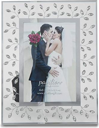 Pavilion Gift Company Glorious Anlässe AST weiß Kristall Hochzeit Bilderrahmen, 10,2 x 15,2 cm Silber