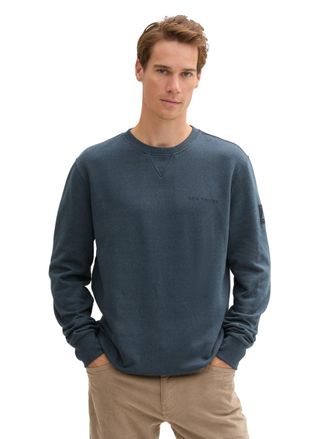 Tom Tailor Herren Sweatshirt mit Logo-Print, 36825 - Stormy Blue Grindle, XXL
