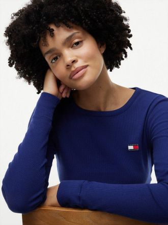 Tommy Hilfiger Langarmshirt LS RIB T-SHIRT in Rippstruktur, Rundhals