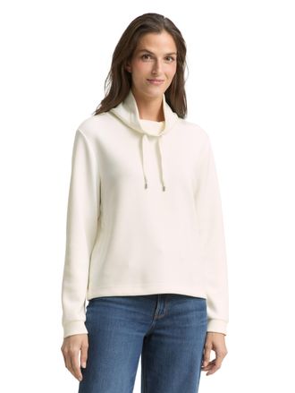 Tom Tailor Damen 1049025 Scuba Sweatshirt mit Stehkragen, 10315-Whisper White, M