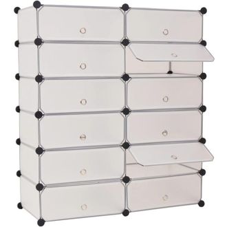 vidaXL Schuh-Organizer Zusammenklappbar mit 12 F&auml;chern Wei&szlig; Vidaxl