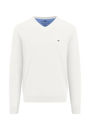 Fynch-Hatton Pullover aus Baumwolle mit V-Ausschnitt New Offwhite / 4XL