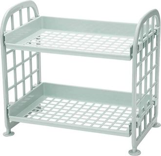 Generic Aufbewahrungsregale Wiederverwendbare kleine Aufbewahrungsregale aus Kunststoff - 2 Etagen Regale Küchenregal Badezimmer Organizer Grün