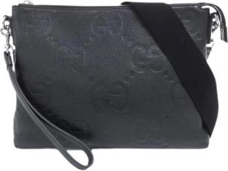 Gucci Sac bandouli&egrave;re Jumbo GG en cuir Pre-owned - Femme - Pre-owned - Noir - Taille: ONE Size