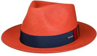 Stetson Chapeau Panama Robarro Fedora Femme/Homme - Made in Ecuador de Soleil DEte Printemps-ete Printemps Ete - L (58-59 cm) Rouge