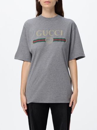 Gucci Baumwoll-T-Shirt mit Web-Logo und &uuml;berschnittenen Schultern