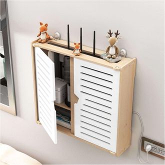 Generic Aufbewahrungsbox for WLAN-Router + Steckdosenleiste - Holzregal for Wandmontiertes TV-Set, Dekorative Kabelf&uuml;hrung, 47 X 10 38 cm, Wohnzimmer