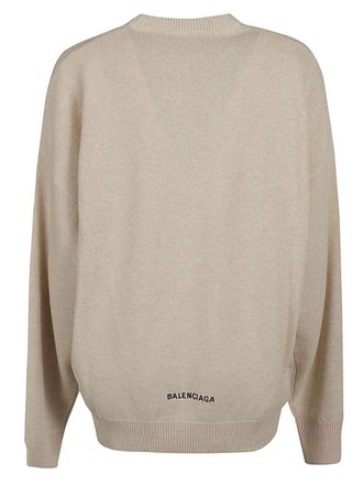 Balenciaga Wool Blend Crewneck Sweater - Beige